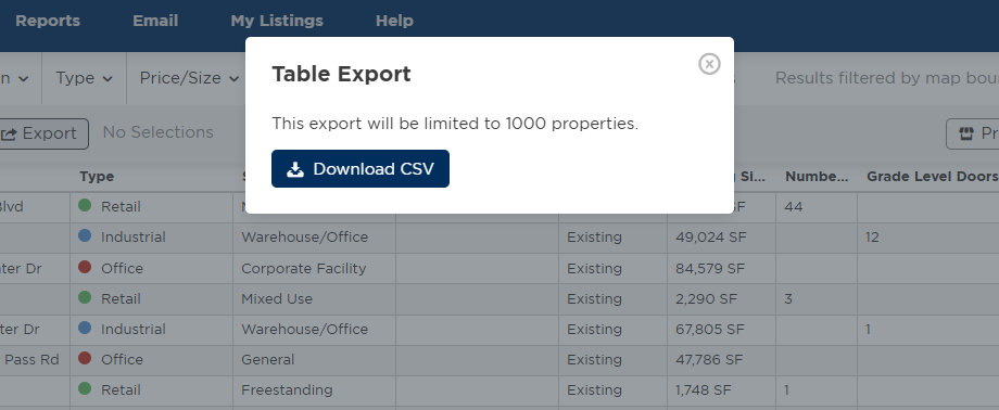 Reporting: Export Using the Table View - AIR CRE